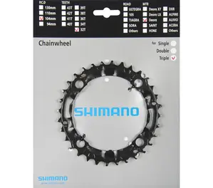 Shimano Deore FC-M480 Triple Kettingblad Zwart 9 Speed