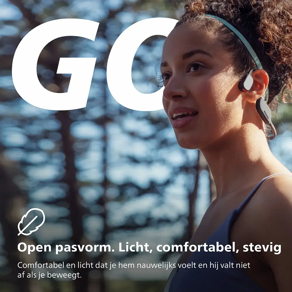 Philips GO Sports Open Ear Koptelefoon met LED Zwart/Rood