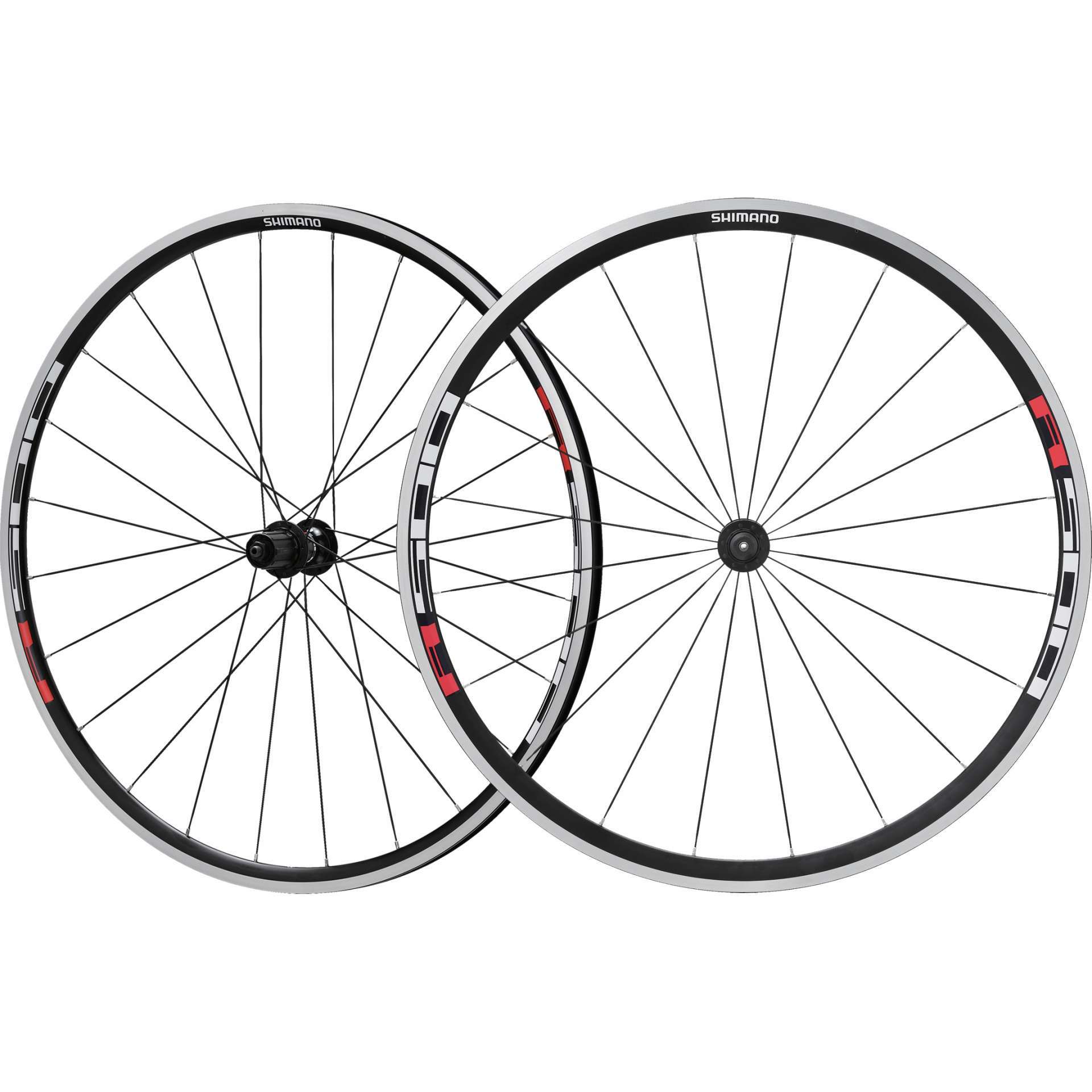 Tweedekans Shimano WH-R501 Aero Race Wielset Zwart/Rood